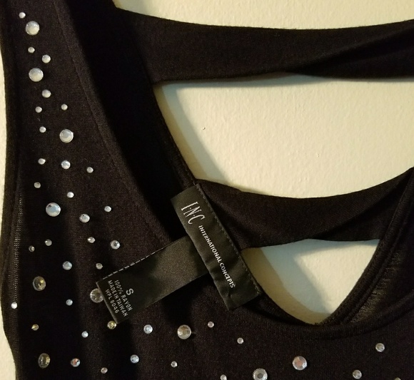INC International Concepts | Tops | Inc Black Embellished Rayon Tank ...